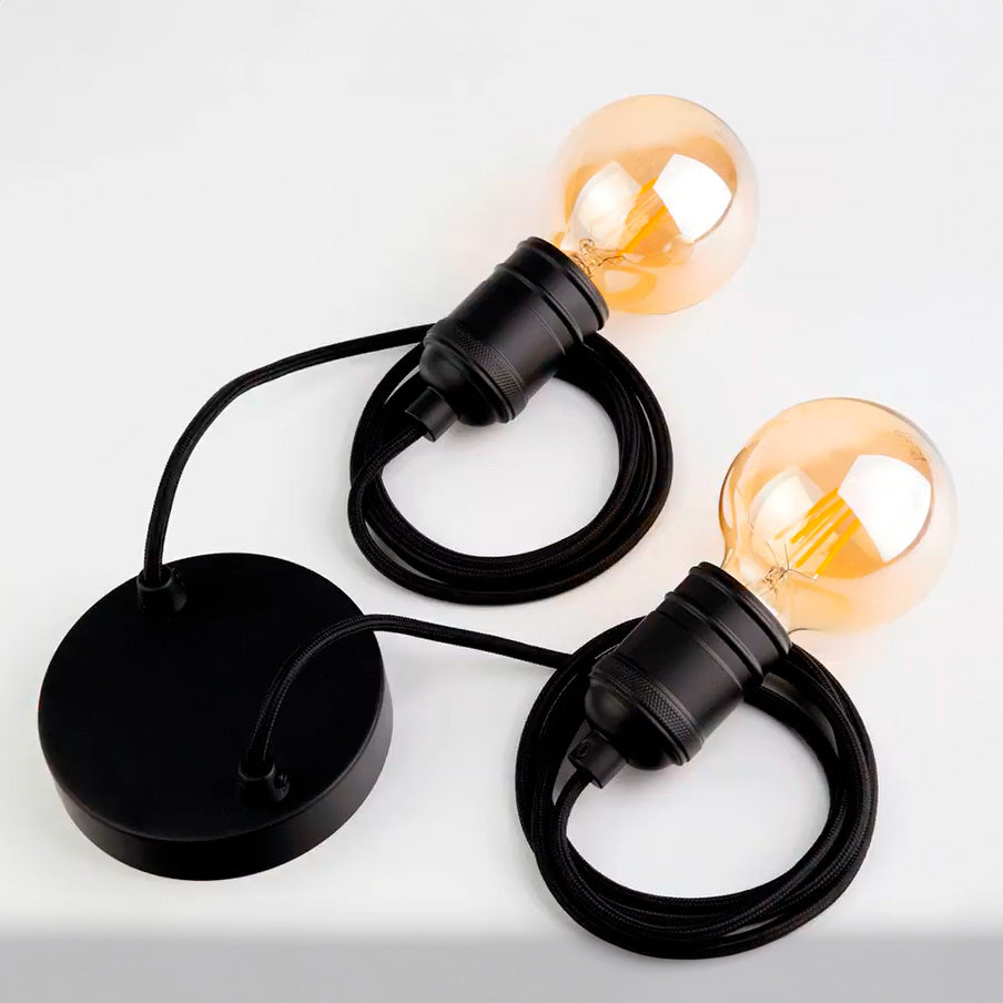 KIT PENDENTE DUPLO VINTAGE COM LÂMPADA de LED ESFERA - PRETO | Creative ...
