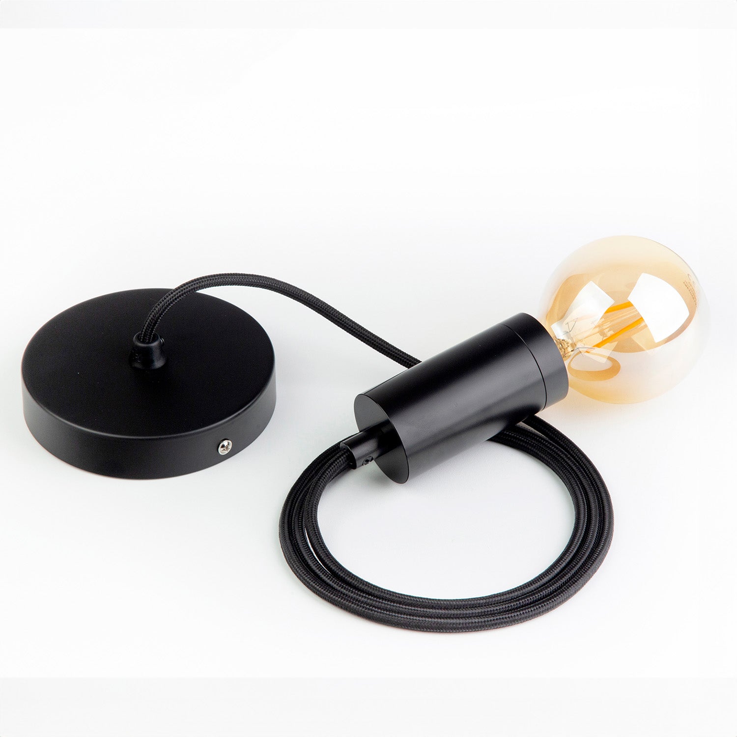 KIT PENDENTE ALUMÍNIO BOCAL G COM LÂMPADA LED ESFERA PRETO | Creative Lamps